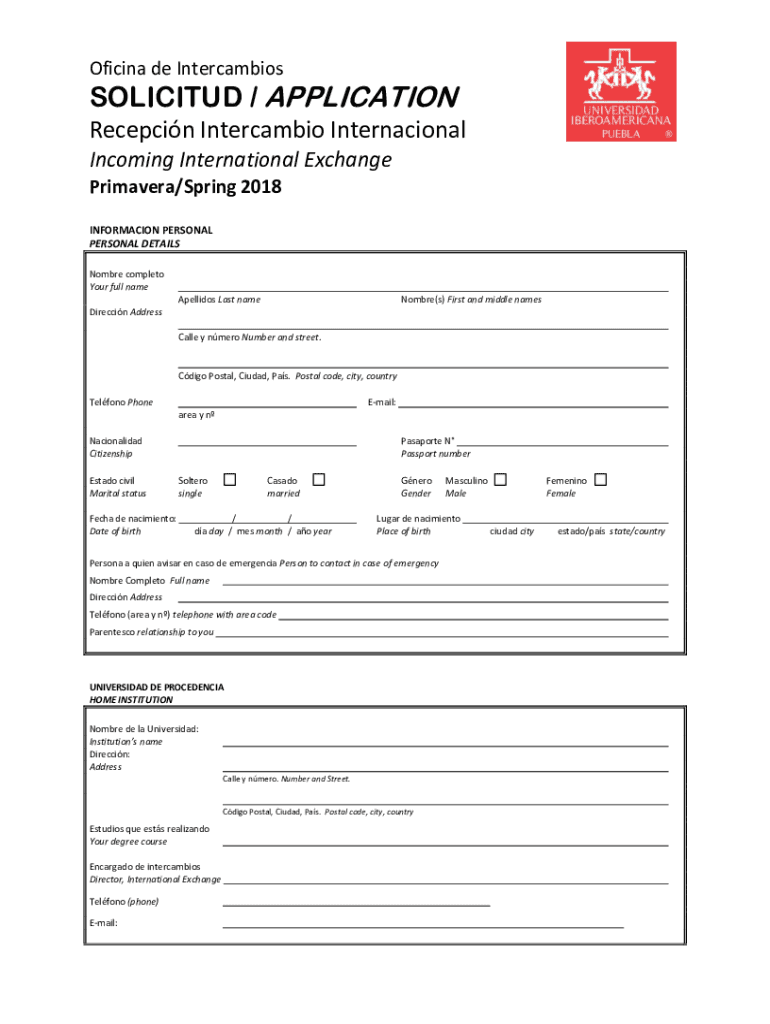 Fillable Online nau.educieinternational-admissionsExchange student ...