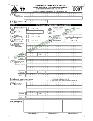 Fillable Online LEMBAGA HASIL DALAM NEGERI MALAYSIA TP INCOME TAX FORM ...
