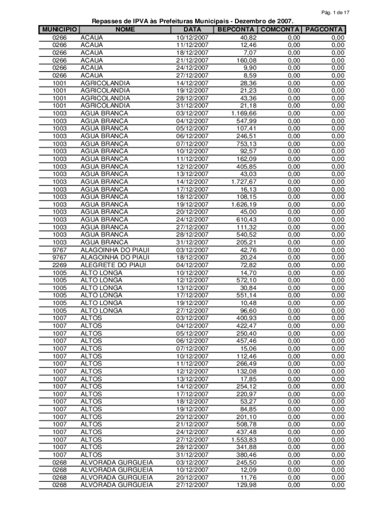Fillable Online ICMS e IPVA Dez07 - SEFAZ-PI Fax Email Print - pdfFiller
