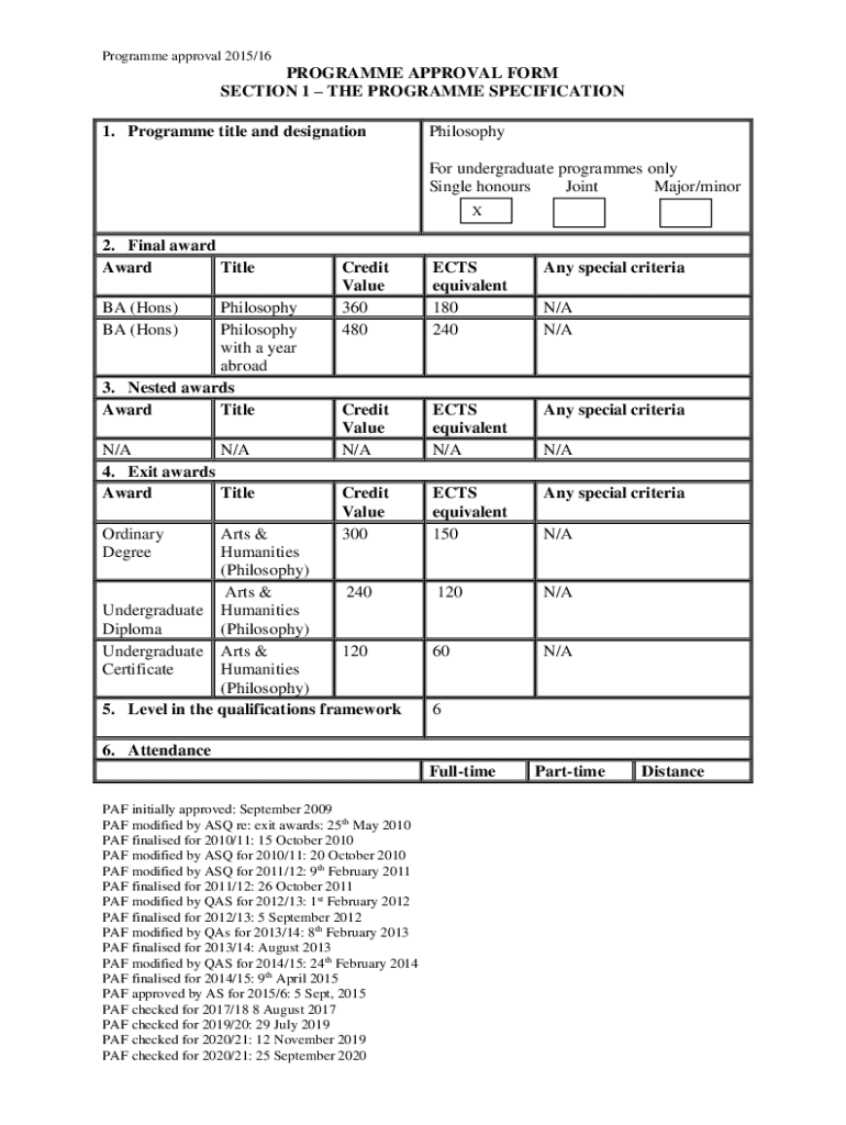 Fillable Online www.kcl.ac.ukaboutkingsqualityPROGRAMME APPROVAL FORM SECTION 1 THE PROGRAMME ...