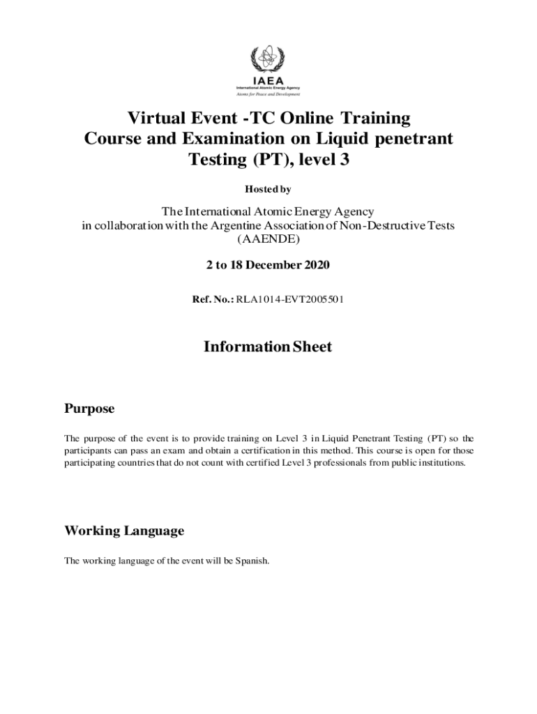 Fillable Online Penetrant Testing (PT) Level I and II Online Course ...