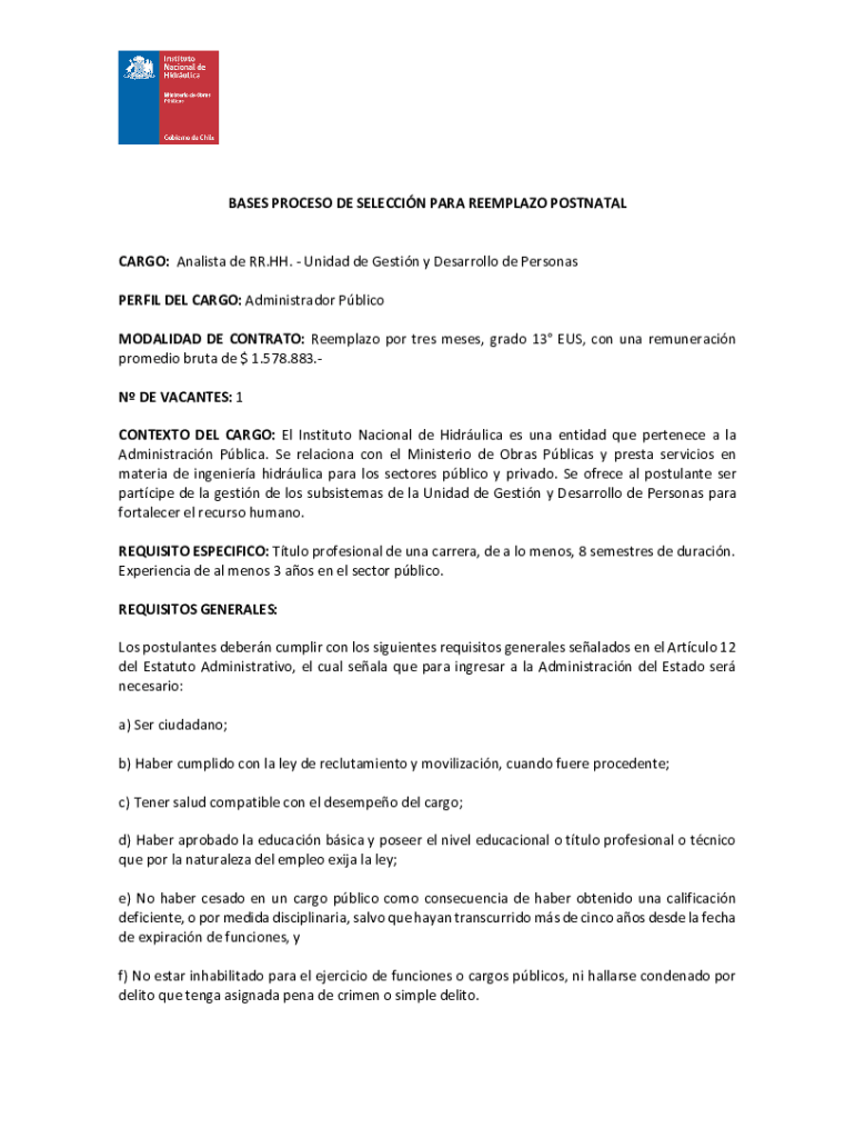 Fillable Online BASES ADMINISTRATIVAS PARA PROCESO DE SELECCIÓN DE · PDF ... Fax Email Print ...