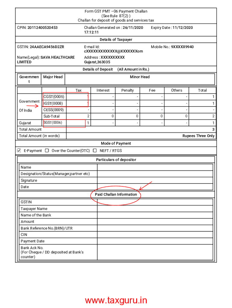Fillable Online GST Payment Challan - Form GST PMT-06 - IndiaFilingsGST ...