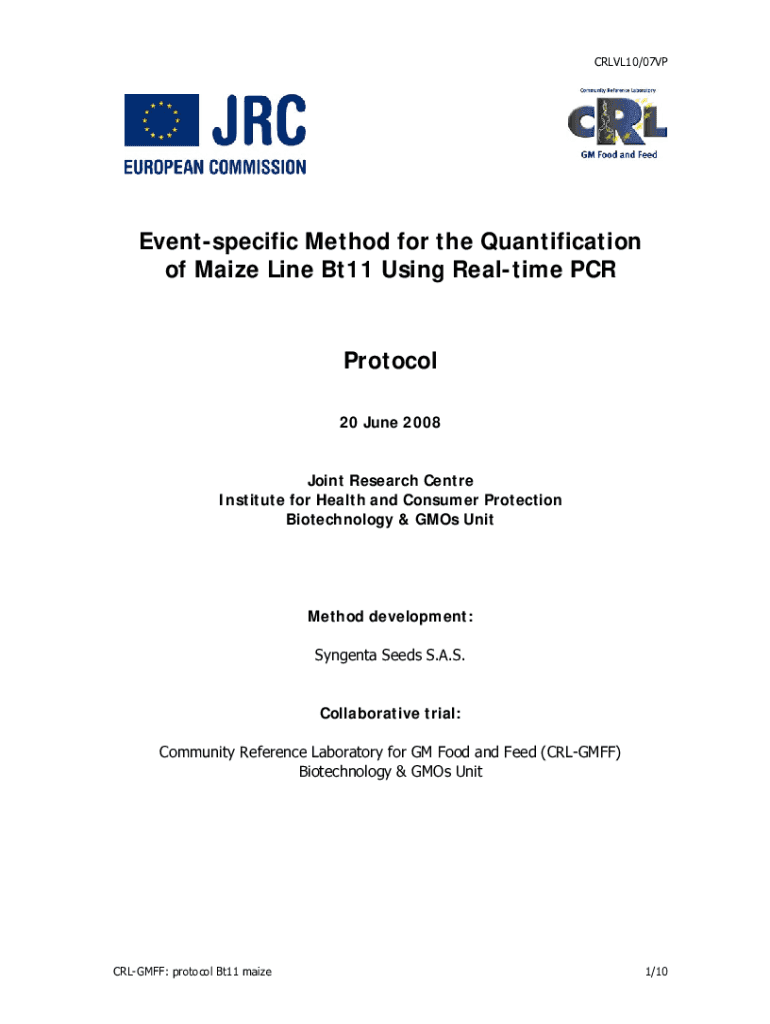 Fillable Online Event-specific Method for the Quantification of Maize Line Bt11 Using ... Fax ...