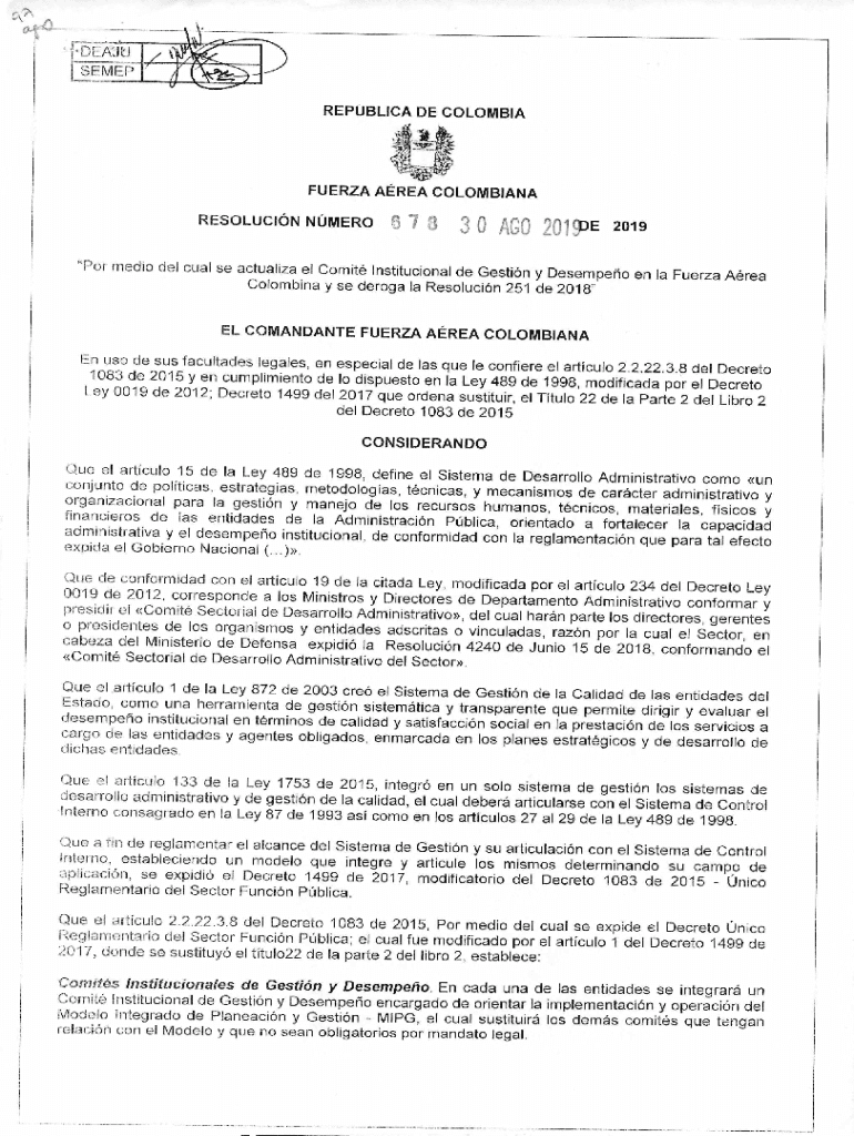 Fillable Online republica de colombia - Fuerza Area Colombiana Fax ...