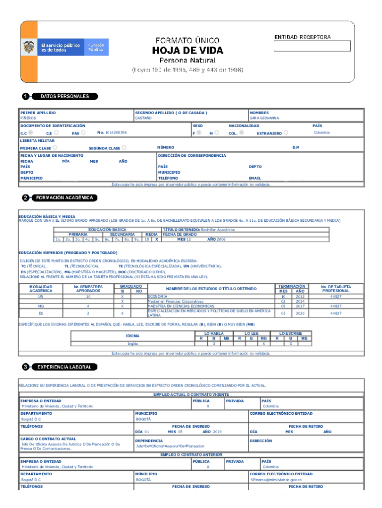 Fillable Online formato-hv-sara-giovanna-pineros-castano.pdf - HOJA DE ...