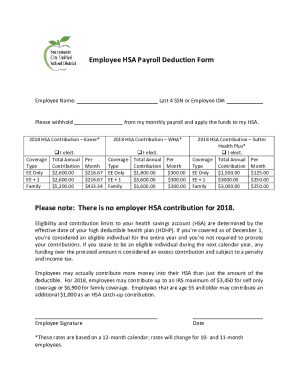 Fillable Online cochise.az.govHSA-Payroll-Deduction-Form-PDFEmployee ...
