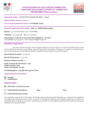 Remplissable En Ligne fiche descriptive d'action de formation parcours ...
