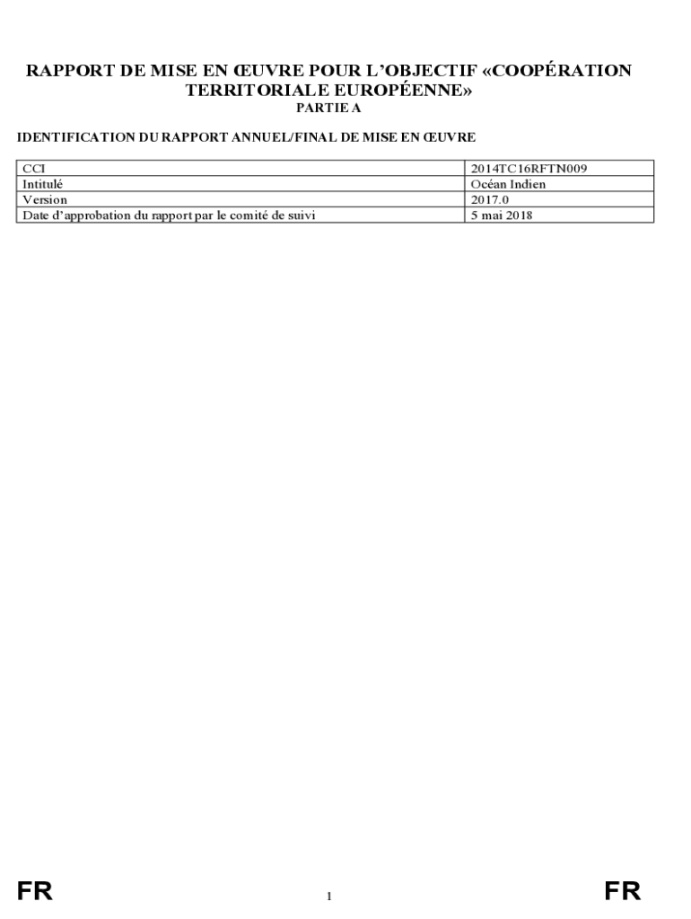 Remplissable En Ligne Rapport annuel et final de mise en uvre pour l'objectif Fax Email Imprimer ...