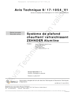 Fillable Online Avis Technique 9/17-1054V1 Fax Email Print - pdfFiller