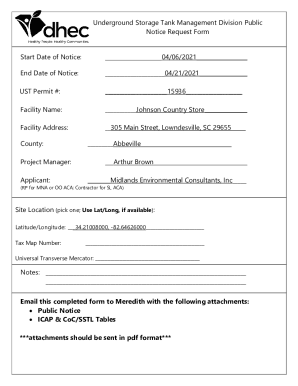 Fillable Online Notice Request Form End Date of Notice: 04/21/2021 UST ...