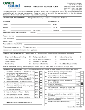 Fillable Online 808 2 PROPERTY INQUIRY REQUEST FORM - Owen Sound Fax ...