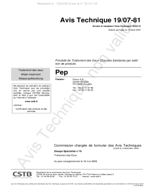 Remplissable En Ligne Avis Technique 19/07-81 Fax Email Imprimer ...