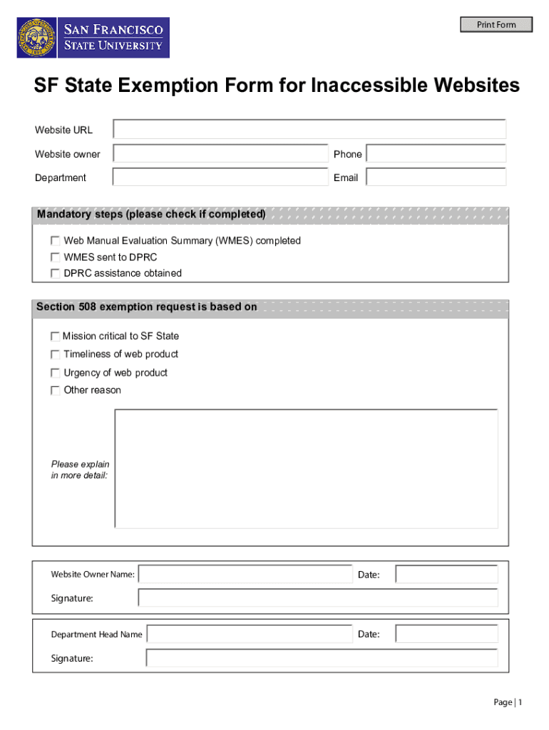 Fillable Online www.pdffiller.com451564053--SF-State-ExemptionFillable ...