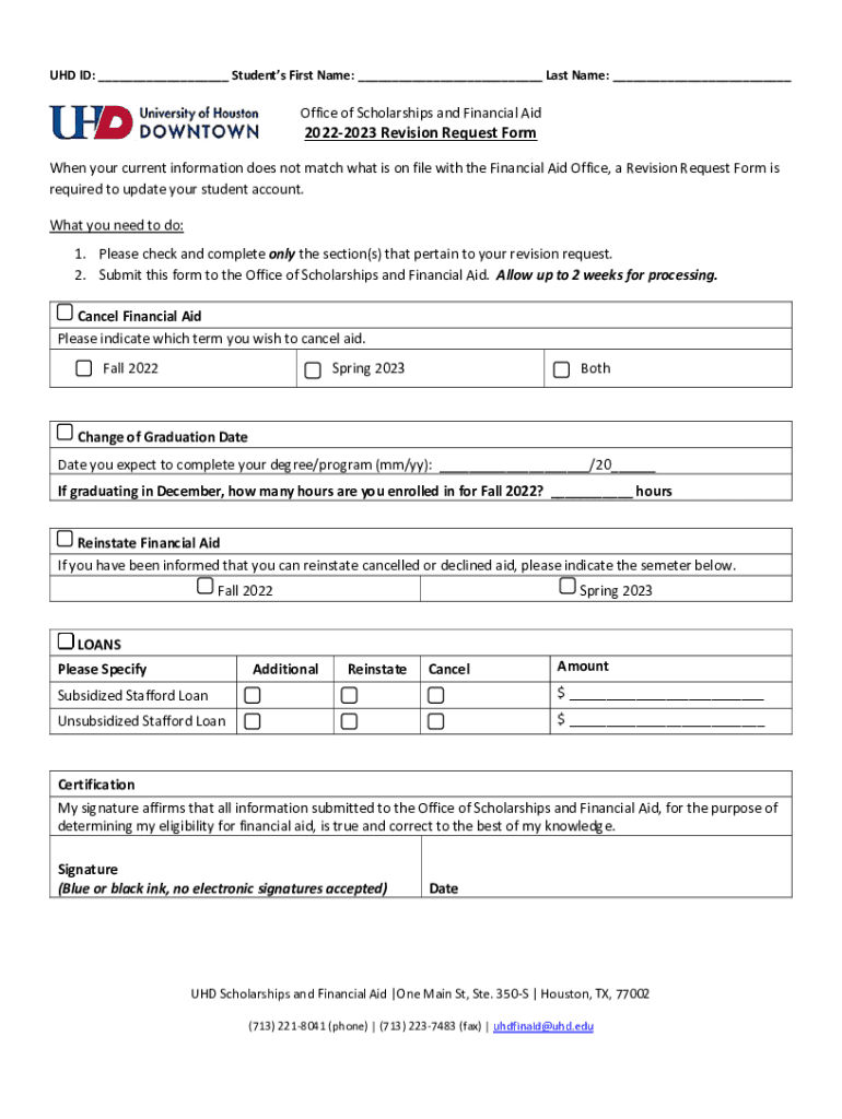 Fillable Online 2022-2023 Revision Request Form Fax Email Print - pdfFiller
