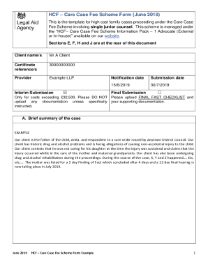 Fillable Online High Cost Family CCFS Form Completed Example June 2019 ...