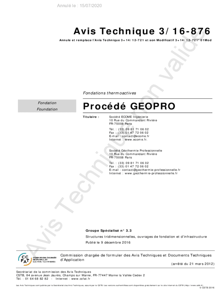 Remplissable En Ligne 3/16-876. Avis Technique Fax Email Imprimer ...