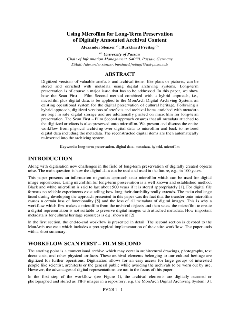 Fillable Online vds cnes Using Microfilm for Long-Term Preservation of Digitally ... Fax Email ...