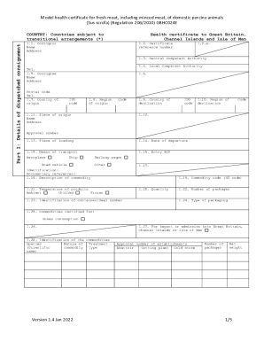Fillable Online Model health certificate for fresh meat, including ...