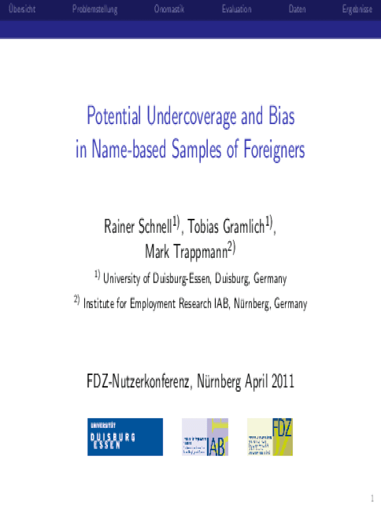 Ausfüllbar Online doku iab Potential Undercoverage and Bias in Name ...