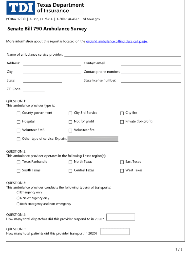Fillable Online Ambulance survey reporting form. Ambulance survey ...