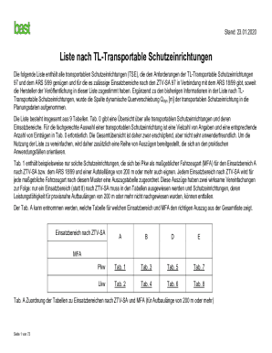 Fillable Online Liste nach TL-Transportable Schutzeinrichtungen - BASt ...