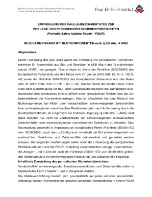 Ausfüllbar Online The periodic safety update report as a ...