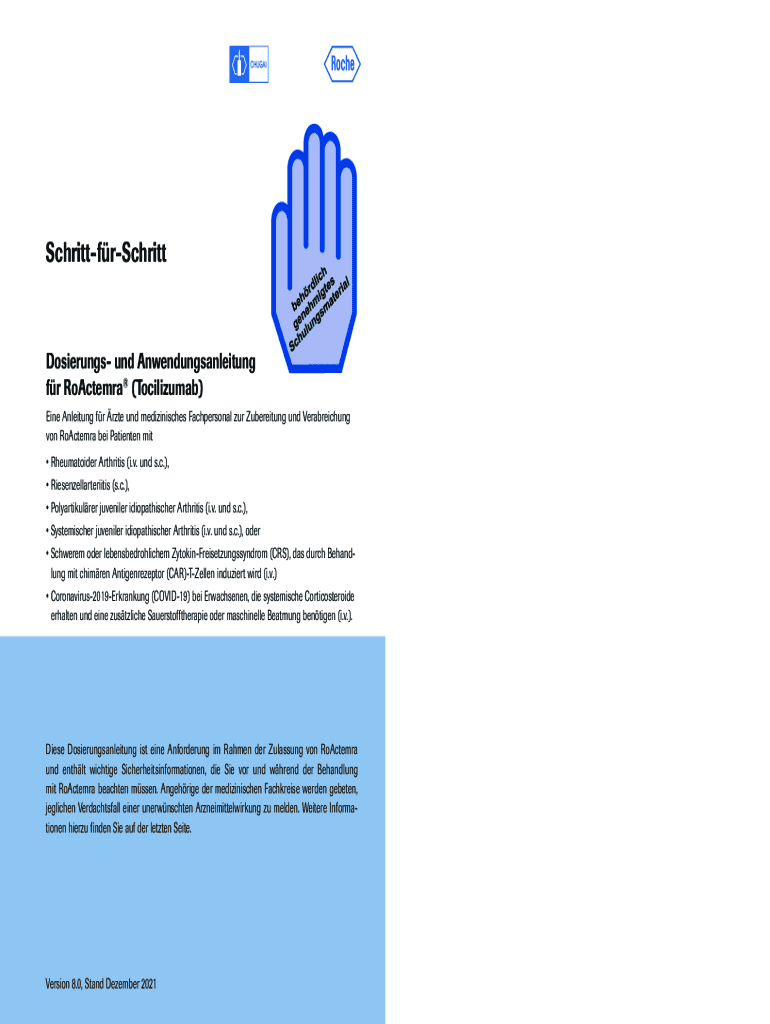 Ausfüllbar Online RoActemra 162 mg Solution for Injection in Pre-Filled ...