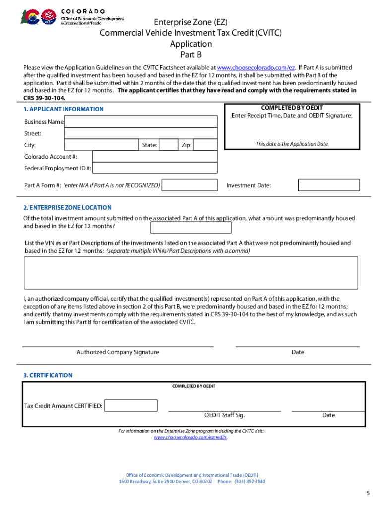 Fillable Online Enterprise Zone (EZ) Commercial Vehicle Investment Tax ...