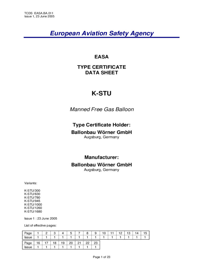 Fillable Online easa type-certificate data sheet - Civil Aviation ...