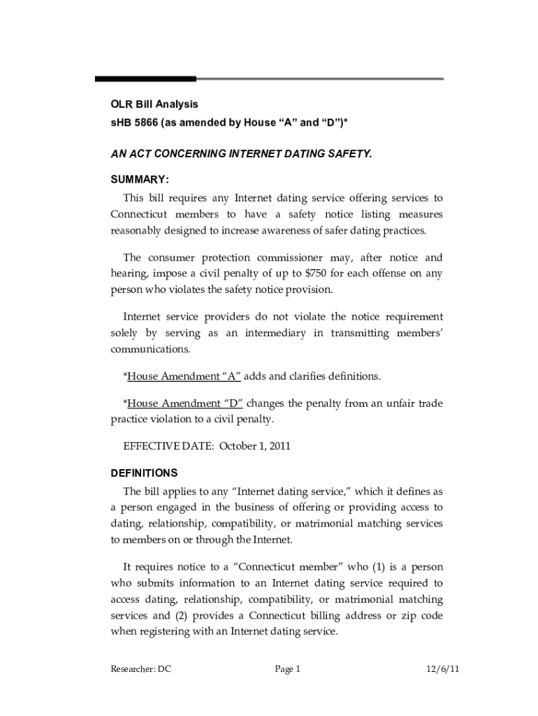 Fillable Online ftp cga ct OLR Bill Analysis sHB 5866 (as amended by ...