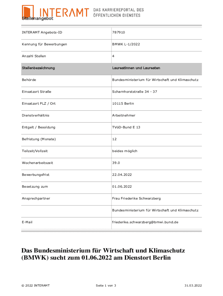 Ausfüllbar Online INTERAMT Angebots-ID Fax Email Drucken - pdfFiller