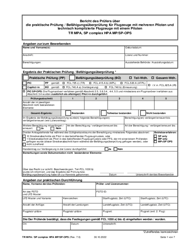 Ausfüllbar Online TR MPA, SP complex HPA MP/SP-OPS - Luftfahrt Bundesamt Fax Email Drucken ...