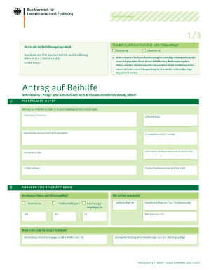 Ausfüllbar Online Antrag auf Beihilfe 1/3 - BLE Fax Email Drucken - pdfFiller