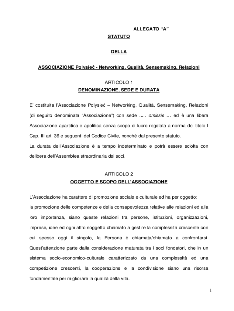 Compilabile Online STATUTO TITOLO I Art. 1 - Denominazione e ...