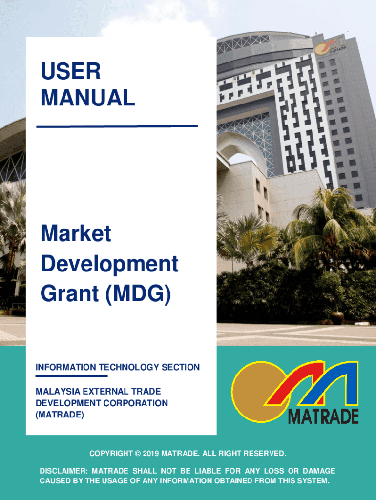 Fillable Online MARKET DEVELOPMENT GRANT (MDG) APPLICATION FORM Fax ...