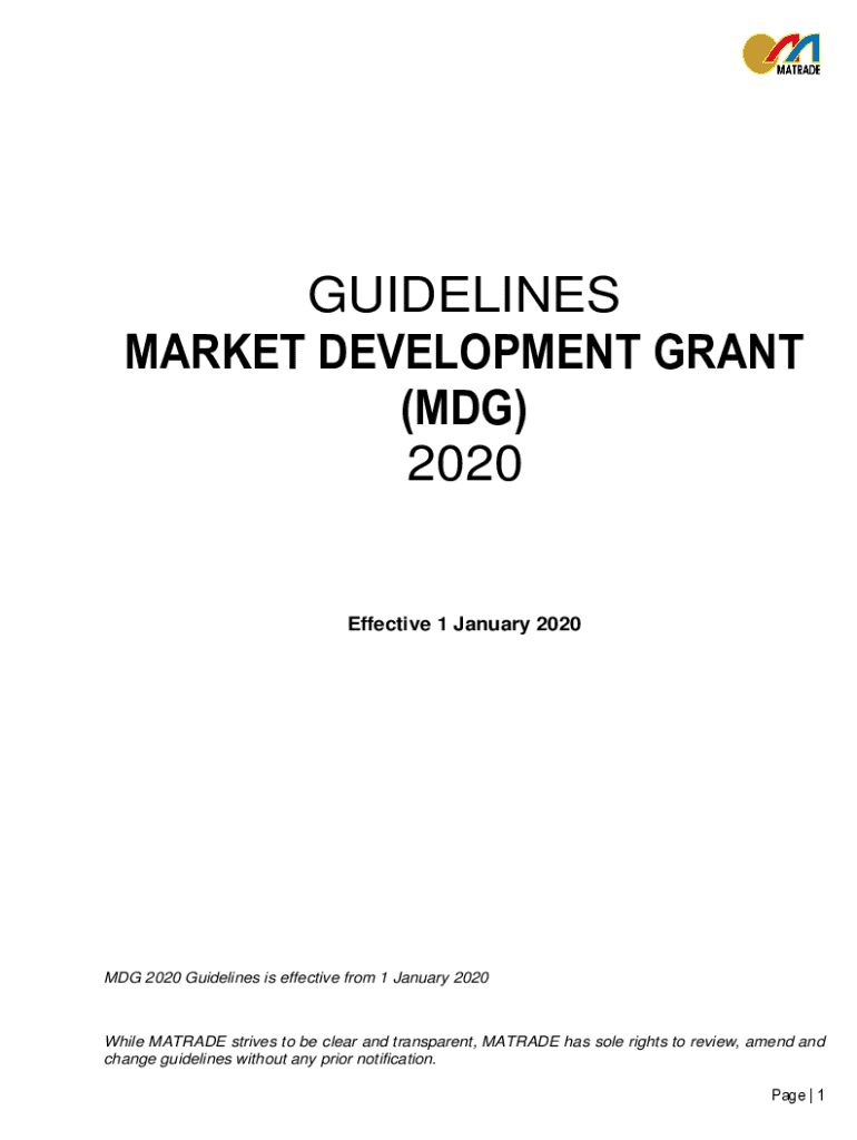 Fillable Online MATRADE Market Development Grant (MDG) and Exporter ...