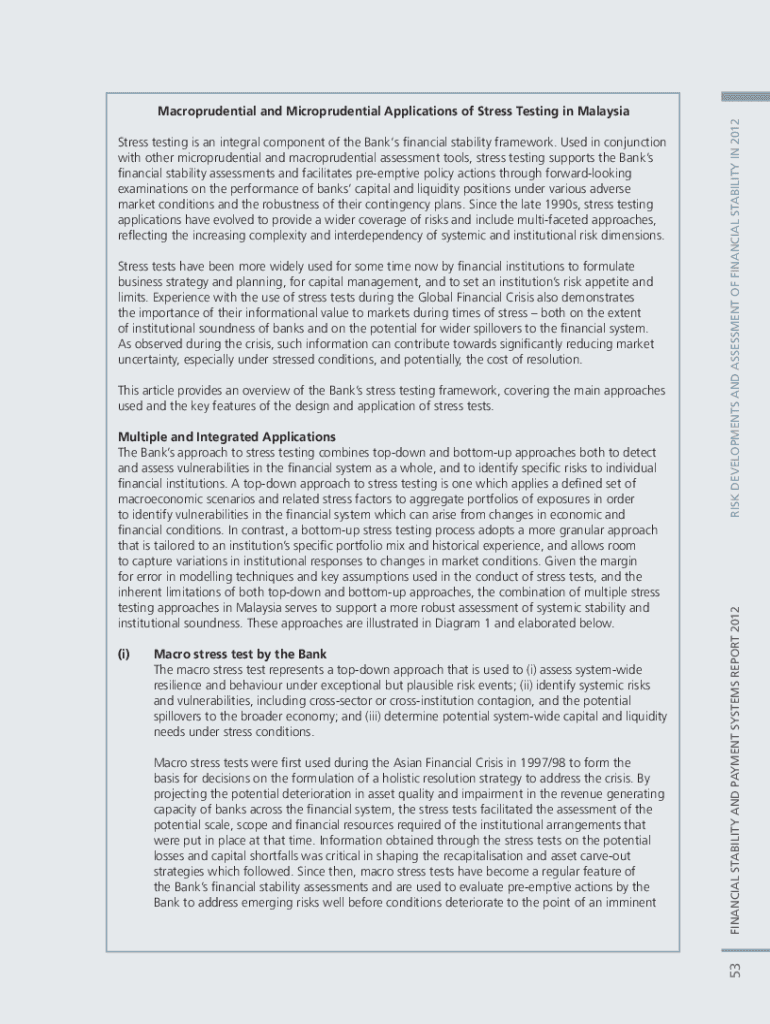 Fillable Online Supervisory And Bank Stress Testing Range Of Practices