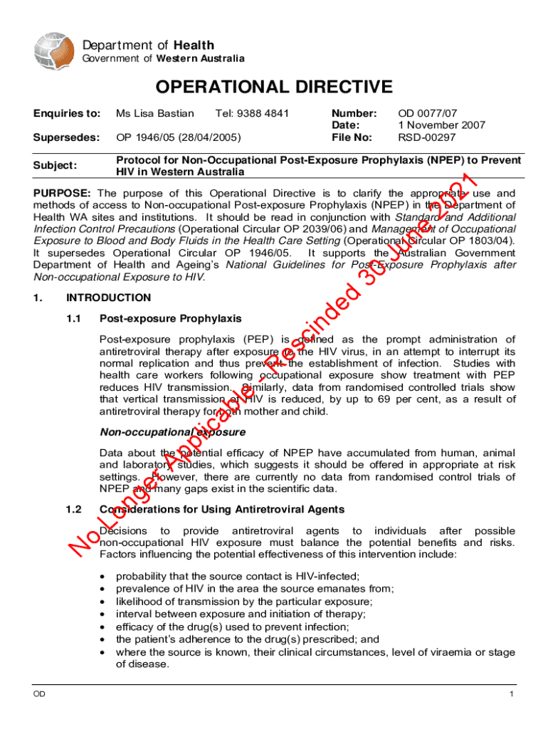 Fillable Online Protocol for Non-Occupational Post-Exposure Prophylaxis ... Fax Email Print ...