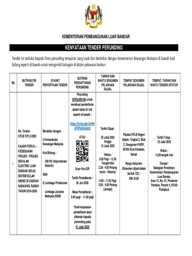 Fillable Online Perolehan Perkhidmatan Perunding KERAJAAN MALAYSIA Fax ...