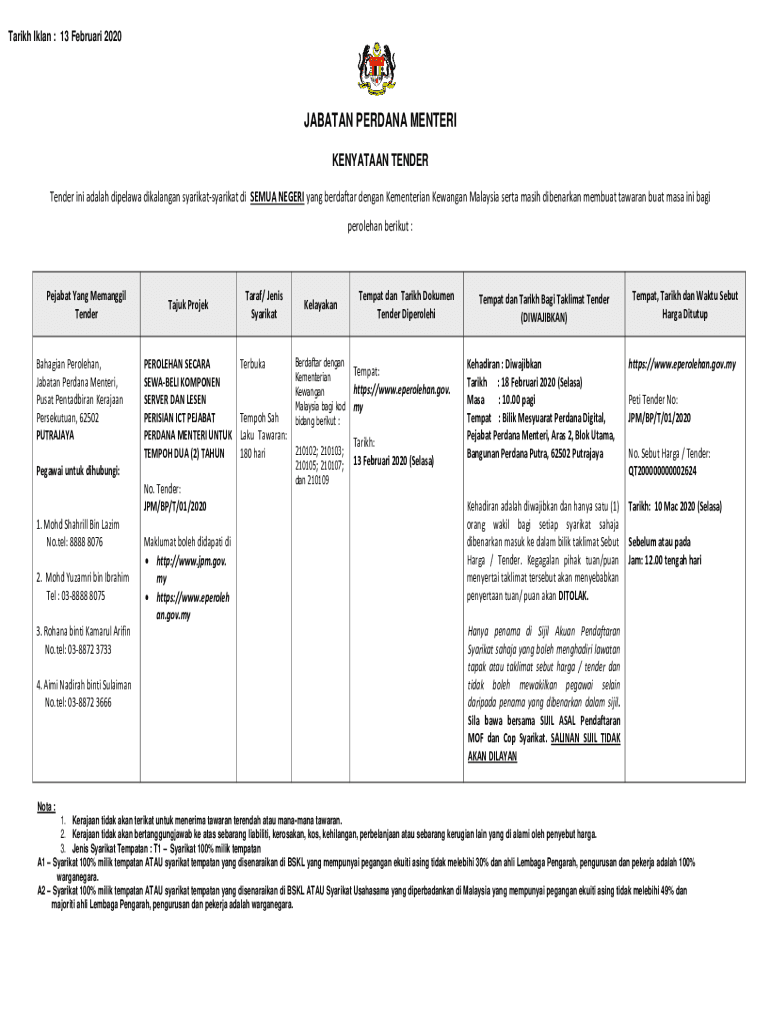Fillable Online Selamat Datang ke Portal Rasmi ePerolehan Fax Email ...