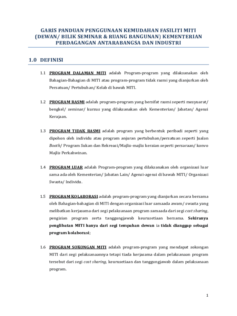 Fillable Online Policy and Guidelines - MITI Fax Email Print - pdfFiller