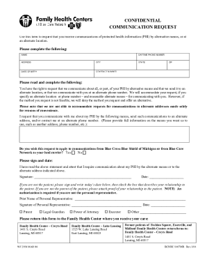 Fillable Online CONFIDENTIAL COMMUNICATIONS REQUEST FORM Protected ...