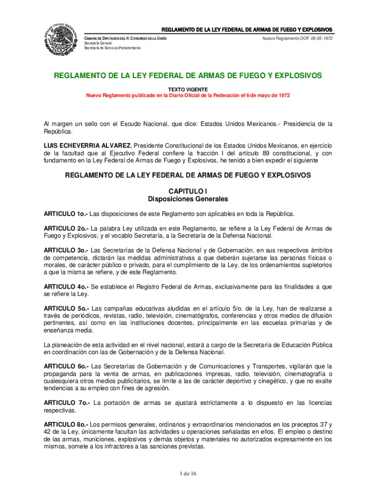 Fillable Online de ley de armas de fuego y explosivos y de reformas a la ... Fax Email Print ...