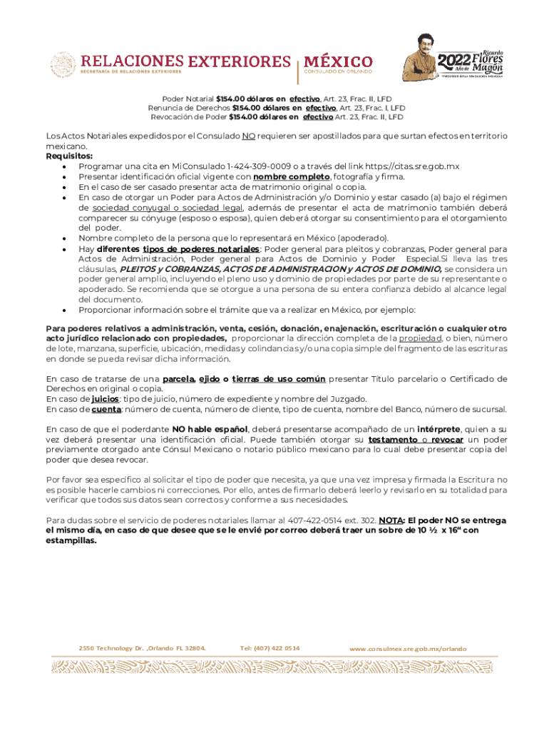 Fillable Online consulmex sre gob REVOCACION DE PODER NOTARIAL ...