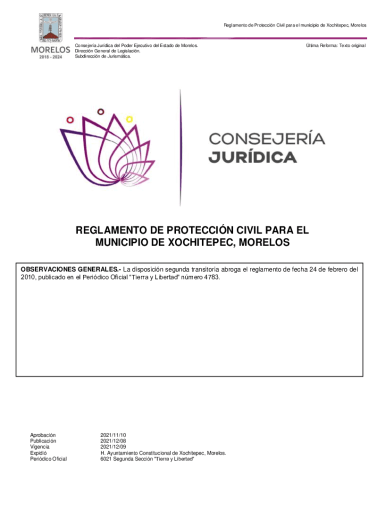 Fillable Online REGLAMENTO DE LA LEY DE PROTECCIN CIVIL PARA EL ... Fax ...