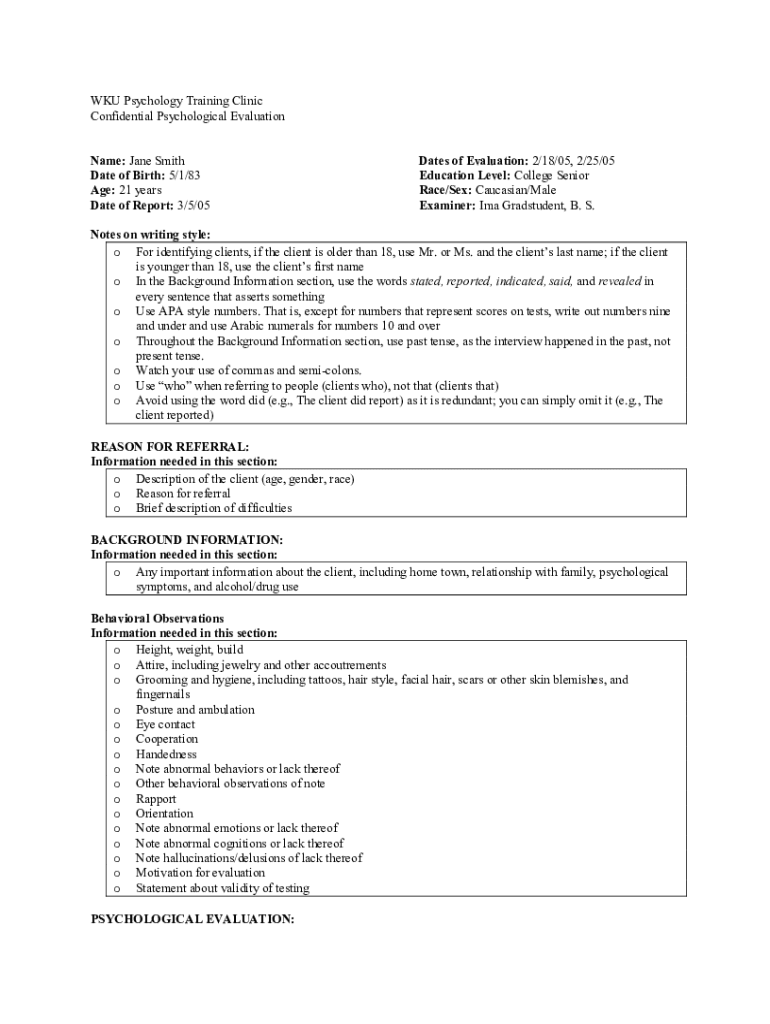 Fillable Online WISC Report Template Fax Email Print - pdfFiller