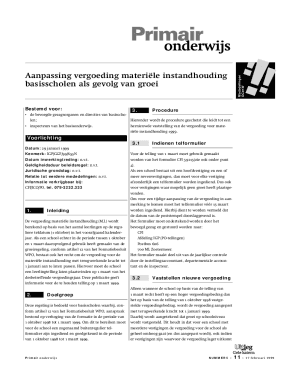 Fillable Online instellingsinformatie duo Aanpassing vergoeding ...