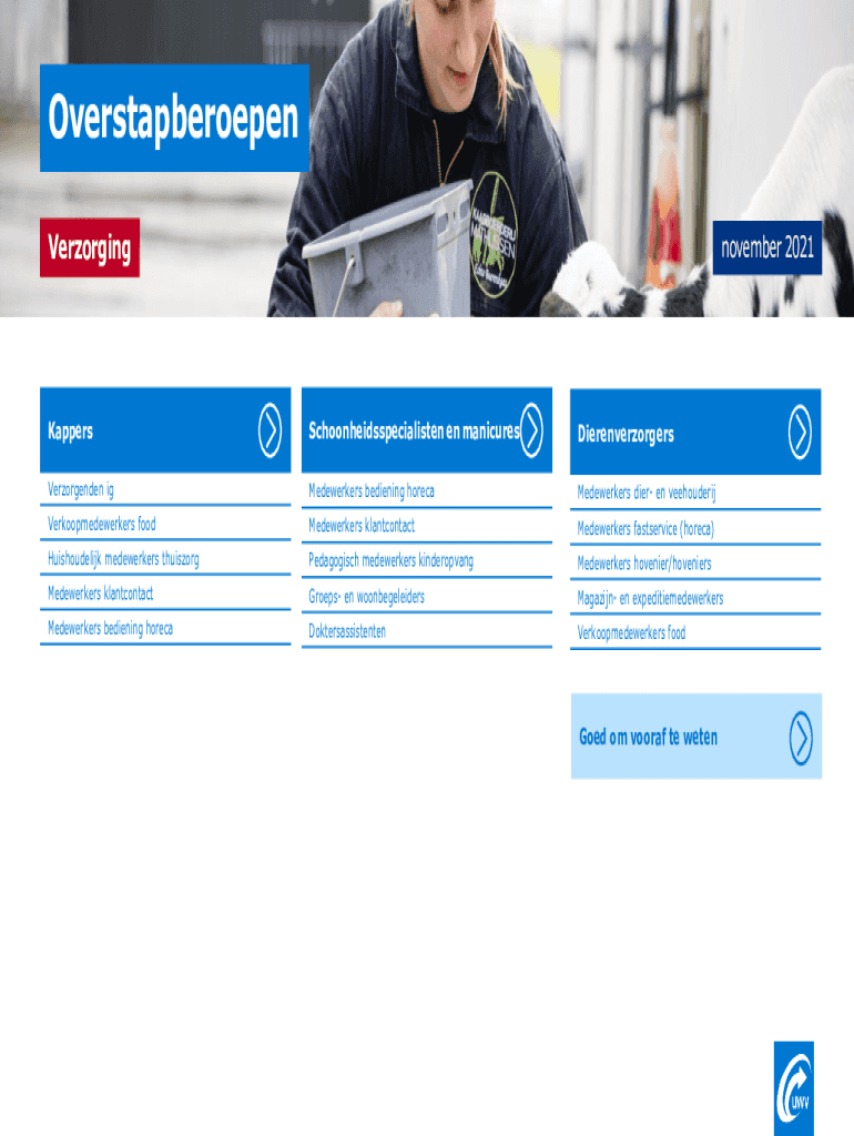 Fillable Online UWV overstapberoepen (persoonlijke) verzorging - Werk.nl Fax Email Print - pdfFiller