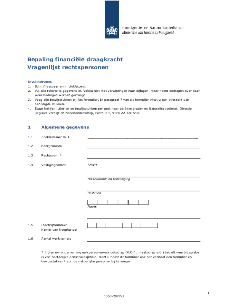 Fillable Online ind.nlnlformulierenBepaling financile draagkracht ...